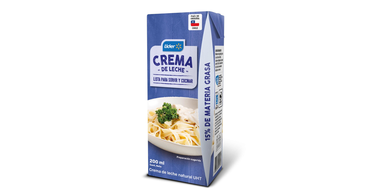Lider Crema De Leche 15%Mg Tradicional (200 mL.) | SoloTodo.cl