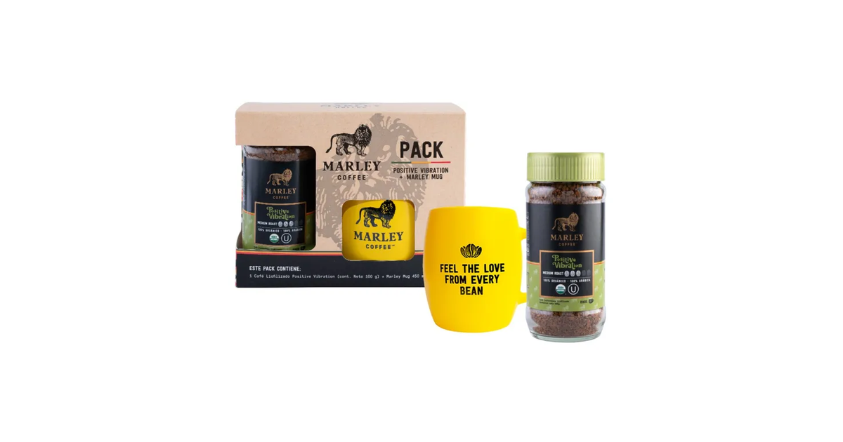 MARLEY COFFEE Café Liofilizado Positive Vibration 100 g + Mug 450 ml ...