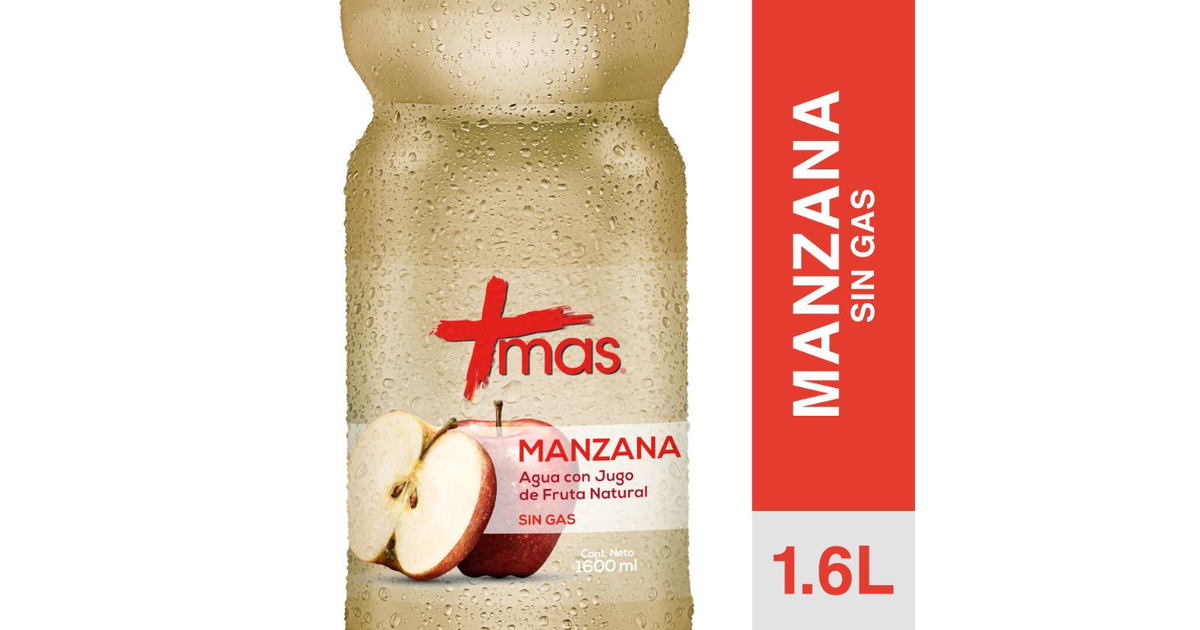Mas Agua Saborizada Manzana Sin Gas Botella 1,6 L (1600 mL.) | SoloTodo.cl