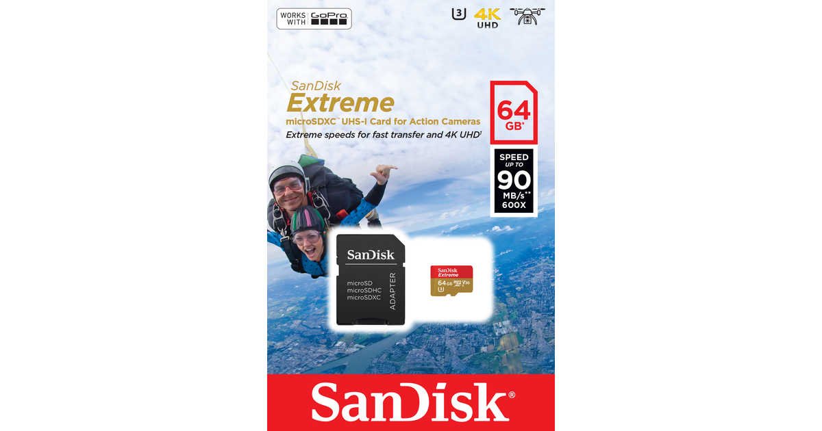 SanDisk Extreme microSDHC / microSDXC 64 GB UHS-I (Speed Class 3 ...