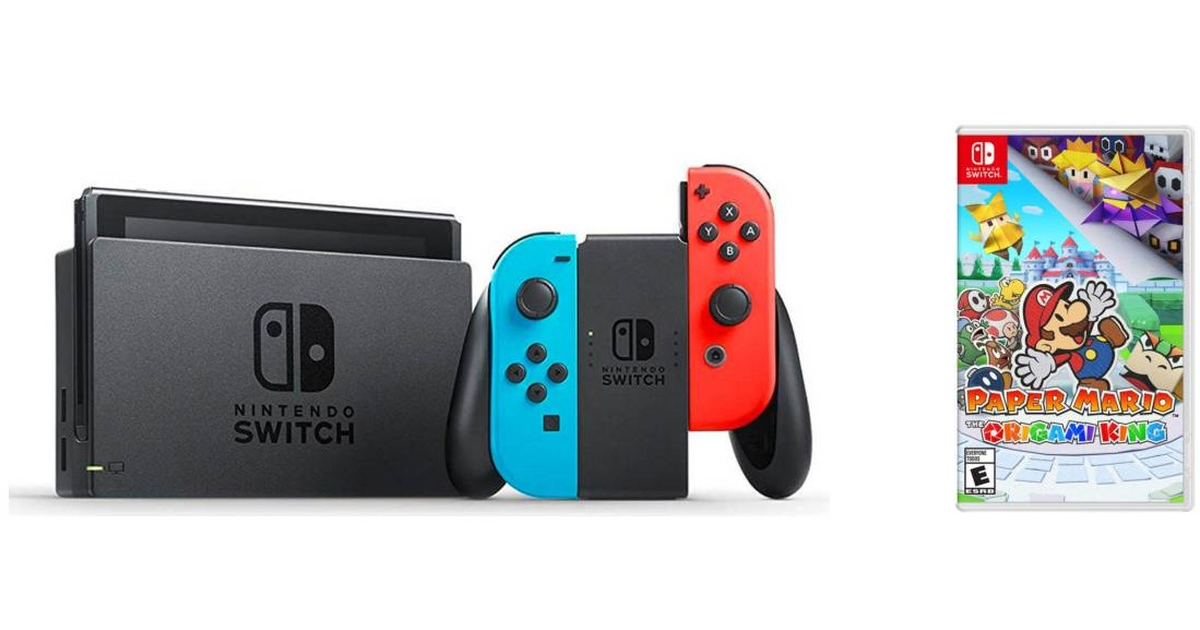 Nintendo Switch Refresh Neon + Paper Mario: The Origami King | SoloTodo.cl