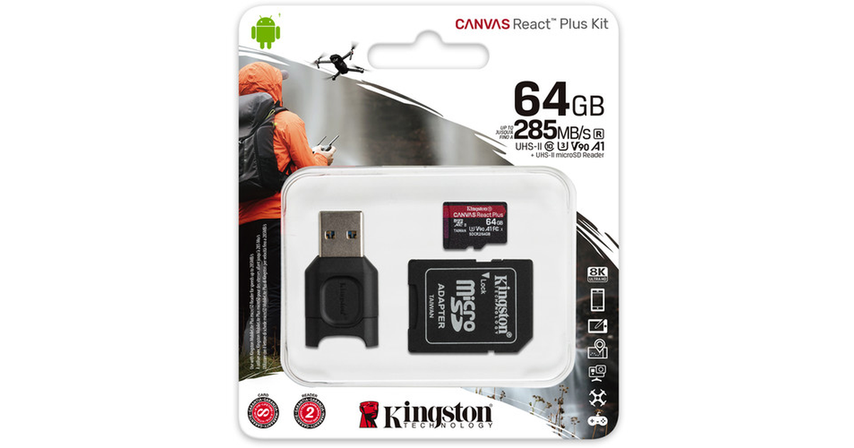Kingston Canvas React Plus microSDXC 64 GB UHS-II (Speed Class 3 ...