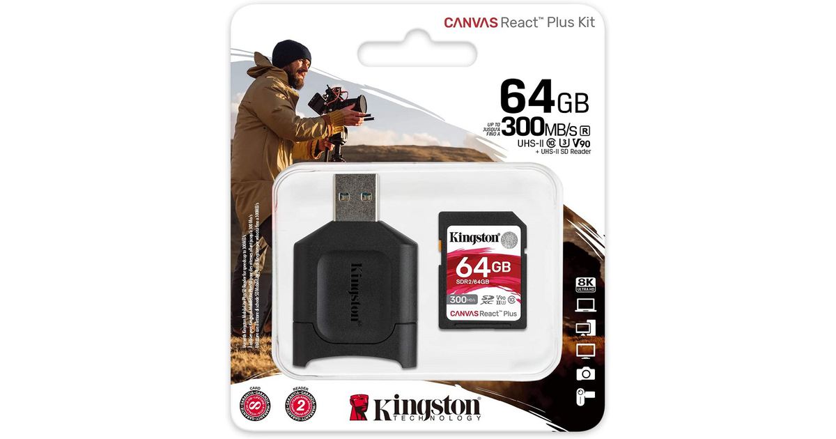 Kingston Canvas React Plus SDHC / SDXC 64 GB UHS-II (Speed Class 3 ...